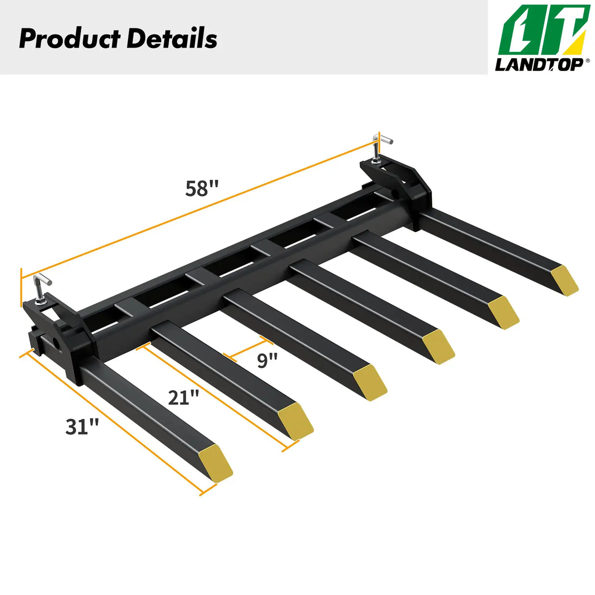 4000lbs Heavy Clamp on Debris Forks & Trash Forks｜LANDTOP Bucket Forks ...