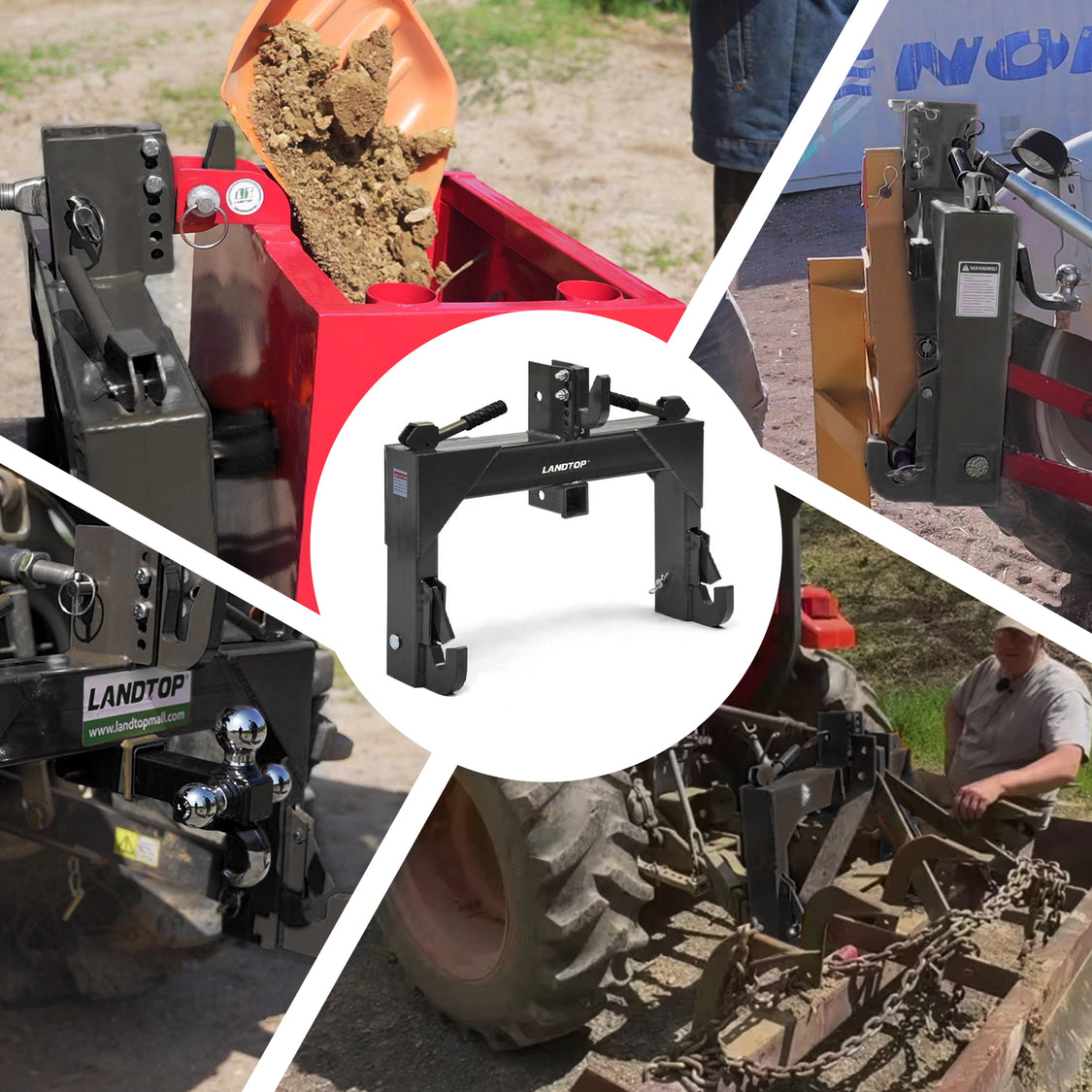3000lbs 3 Point Quick Hitch Black with 2" Receiver & 5 Level Bolts for ...