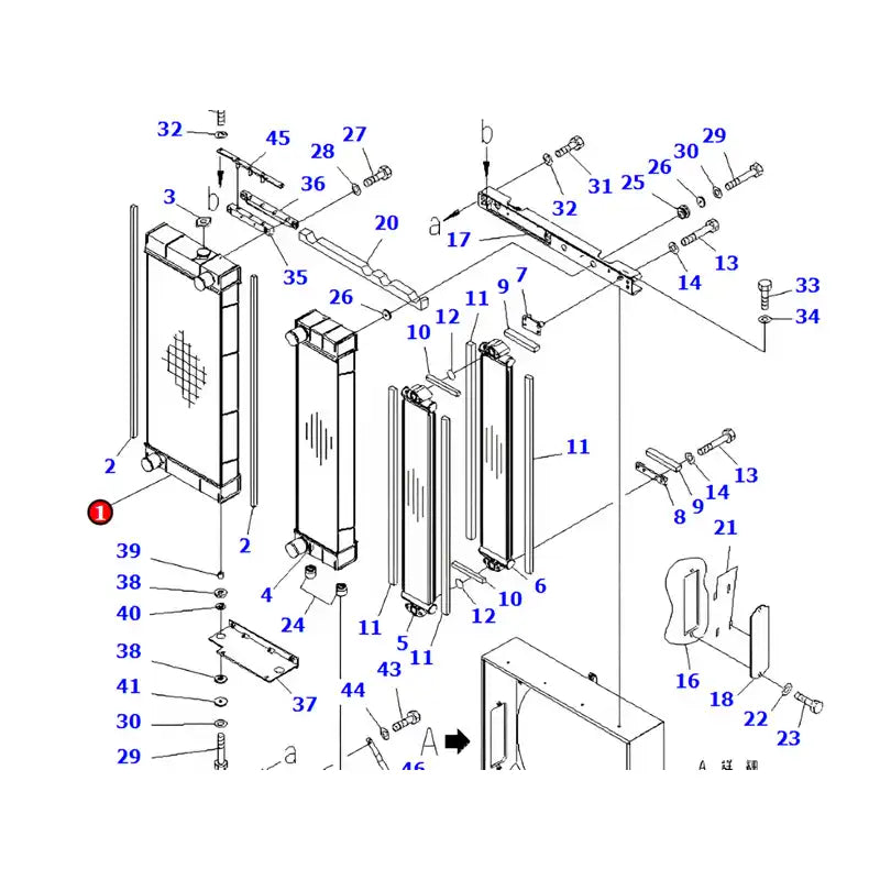 Water Tank Engine Radiator 423-03-41310 for Komatsu Wheel Loader WA380 ...